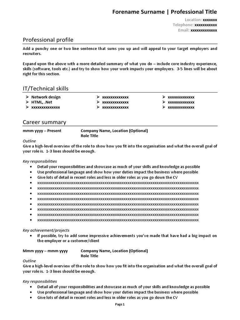 CV Library It Technical CV Template | PDF | Communication | Business