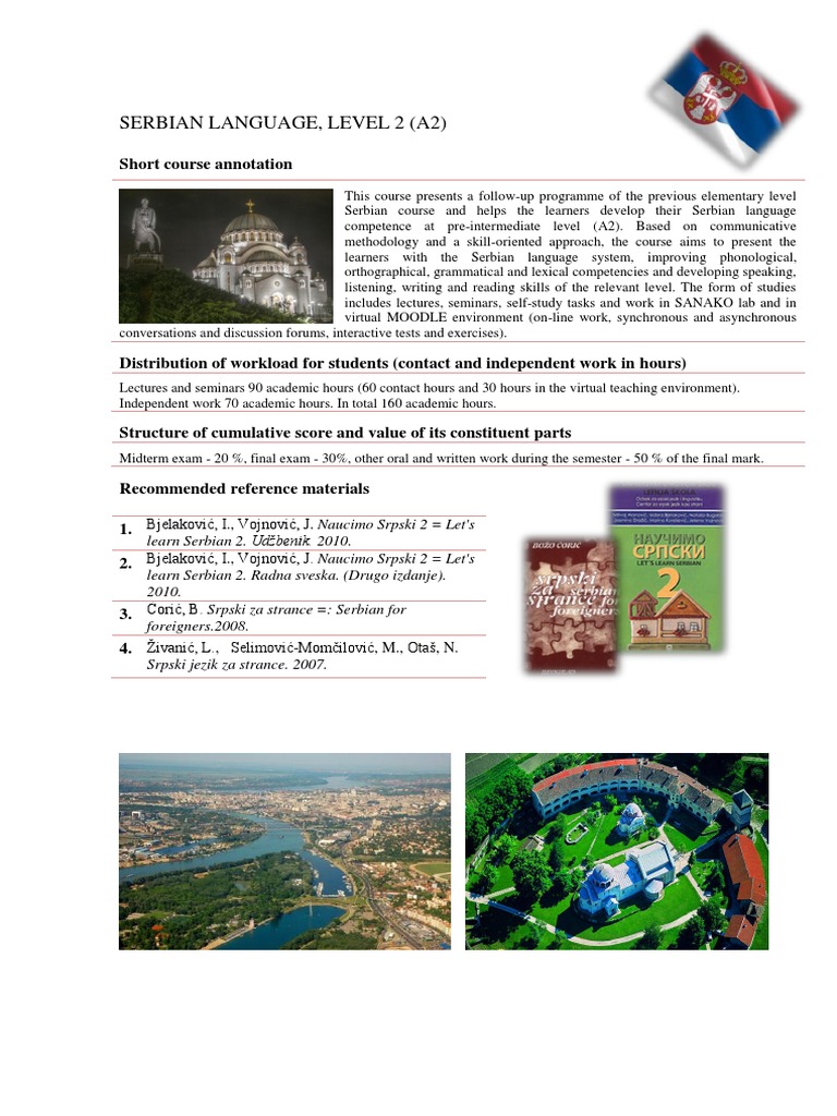 Serbian Language Level 2 A2 Short Course Annotation Pdf