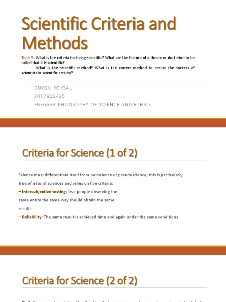 Scientific Criteria and Methods | Download Free PDF | Hypothesis ...