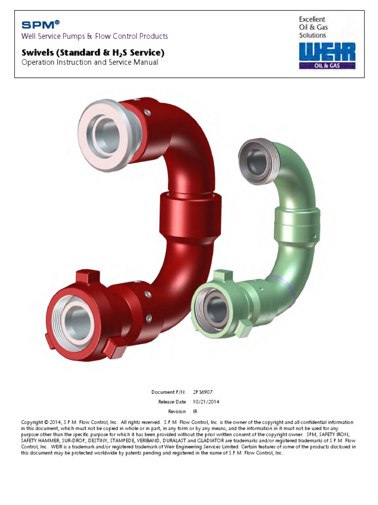 SPM Swivels Operation Instruction and Service Manual | PDF | Bearing ...