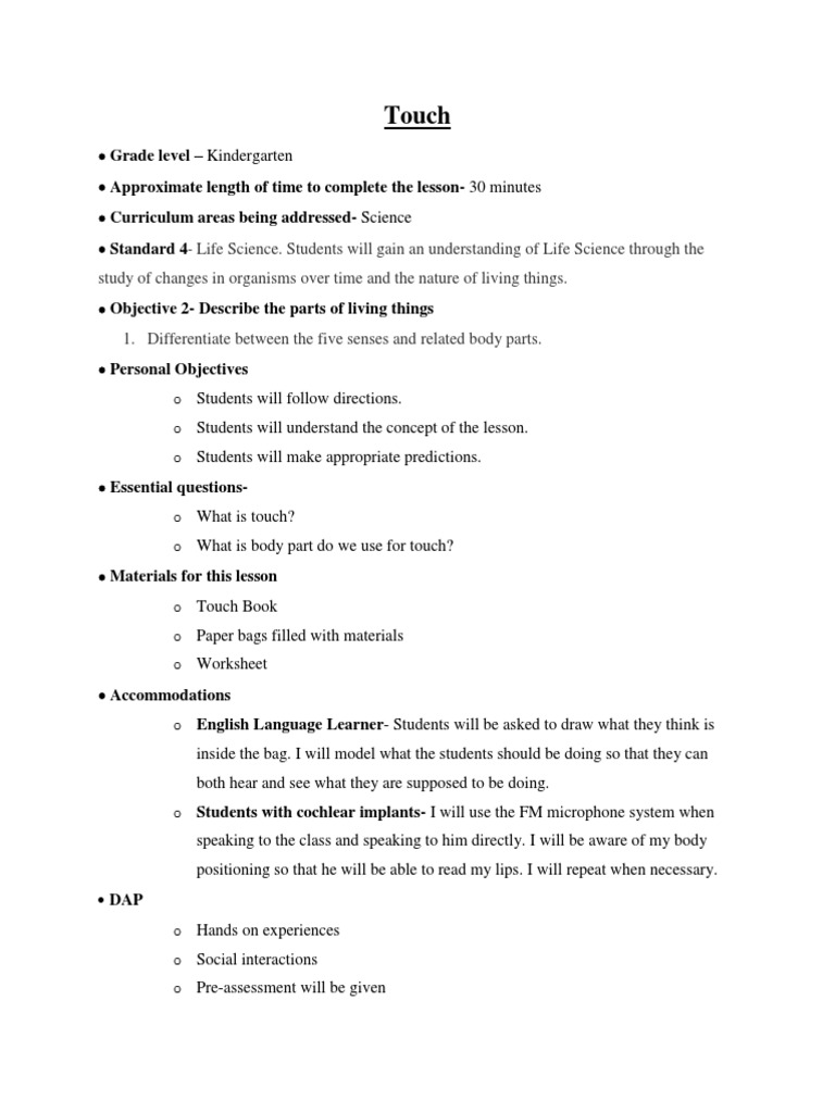 Sense of Touch | PDF | Psychology | Behavior Modification