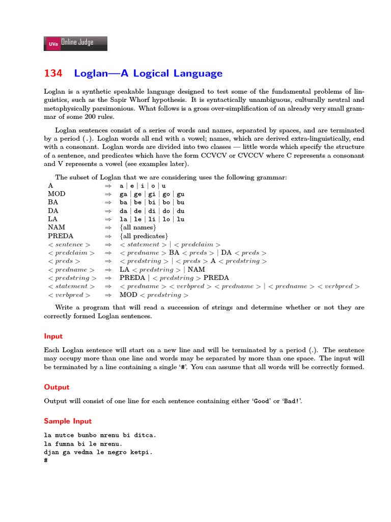 Loglan-A Logical Language: Input | PDF