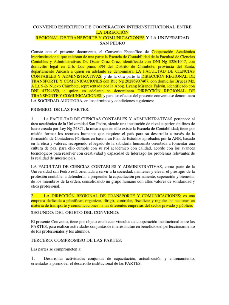 Modelo de Convenio | Descargar gratis PDF | Contabilidad | Auditoría