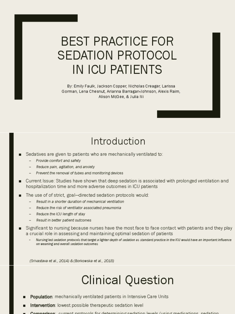 ICU Sedation Protocol Best Practices | PDF | Intensive Care Unit ...