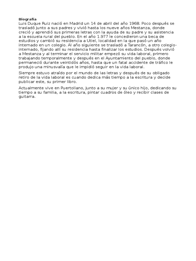 Biografía Luis Duque | PDF