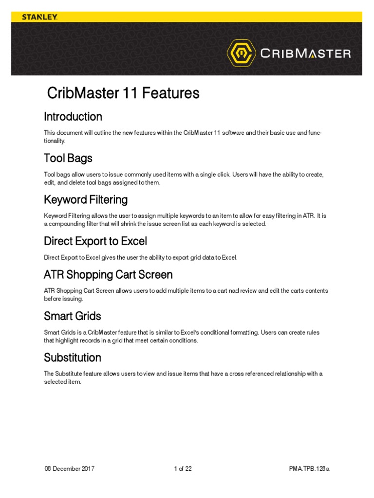 CribMaster 11 Features - User Guide | PDF | Microsoft Excel | File ...