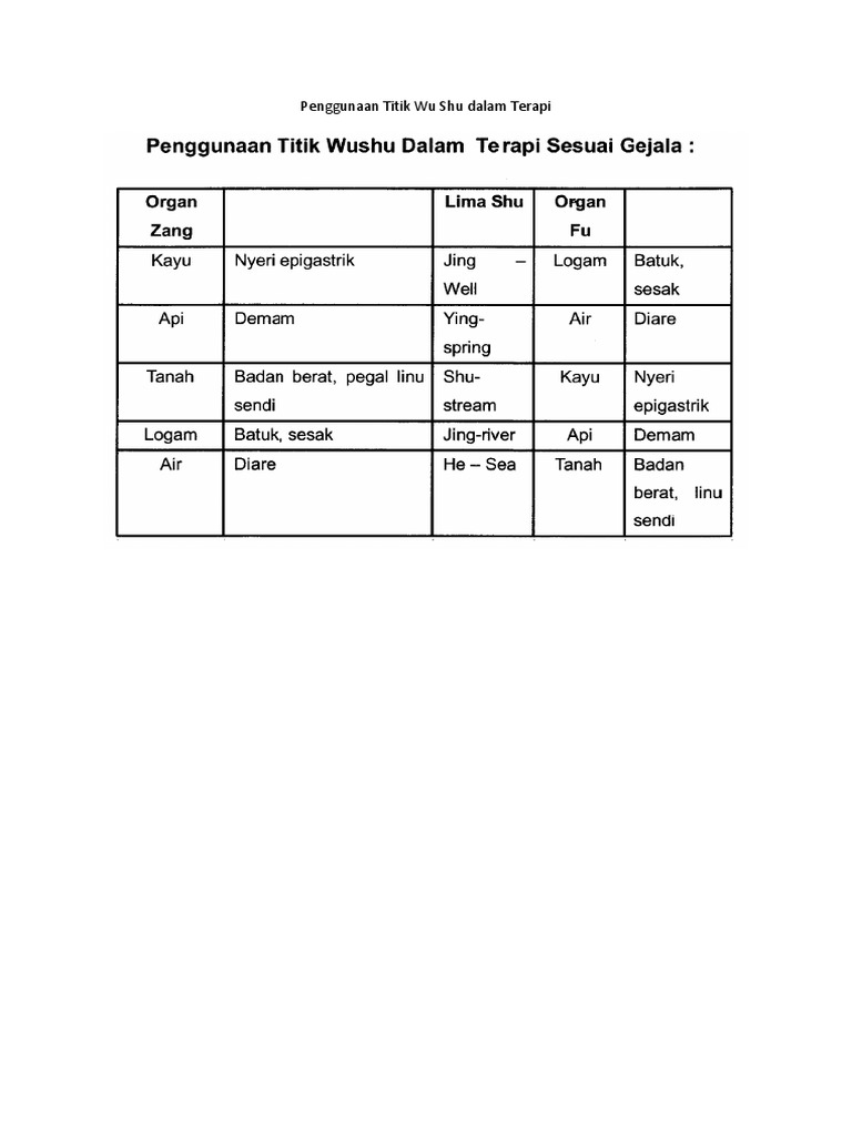 Penggunaan Titik Wu Shu Dalam Terapi | PDF