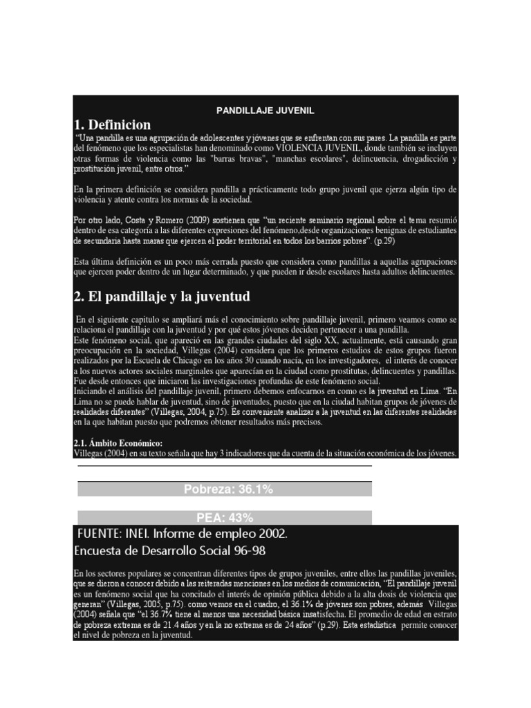 Pandillaje Juvenil en Lima: Causas y Efectos | PDF | Juventud | Policía