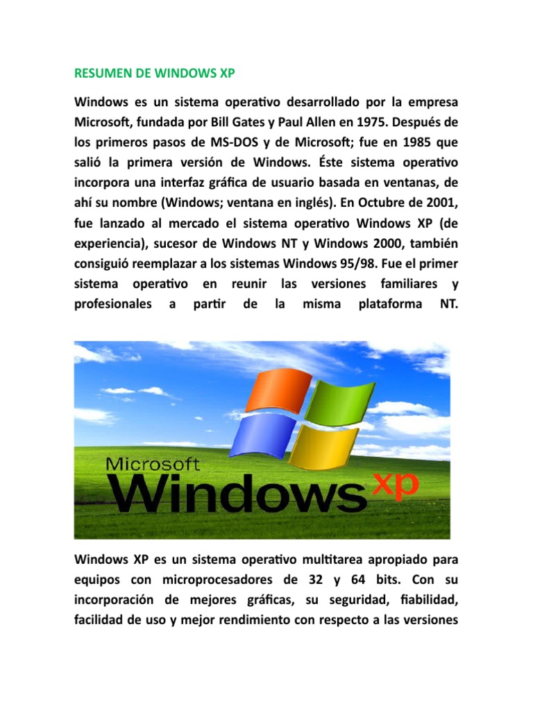 Resumen de Windows XP Yuly | PDF | Windows XP | Microsoft Windows