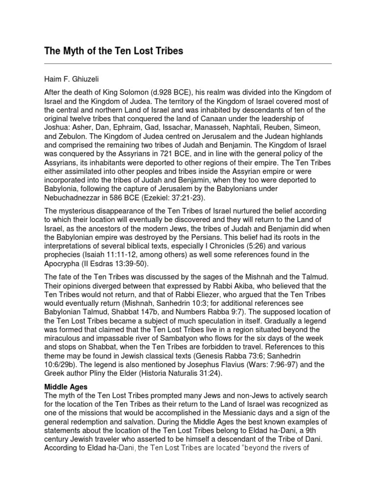 The Myth of The Ten Lost Tribes | PDF | Kingdom Of Judah | Hebrew Bible ...