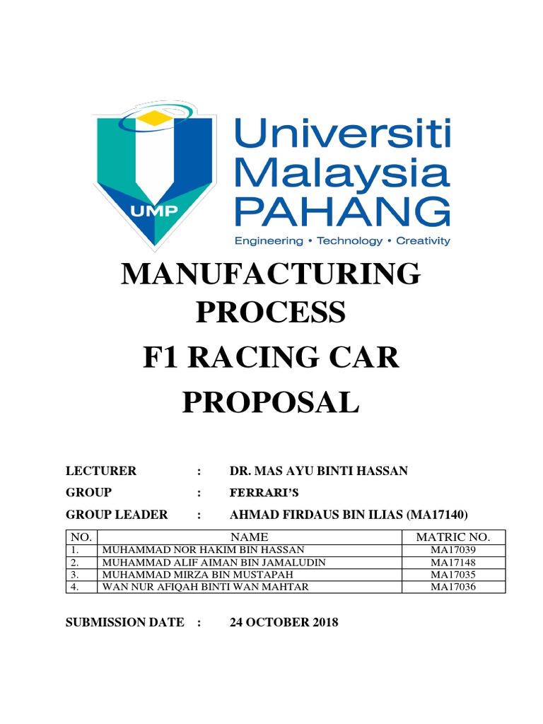 F1 Car Project Proposal | PDF | Formula One | Car