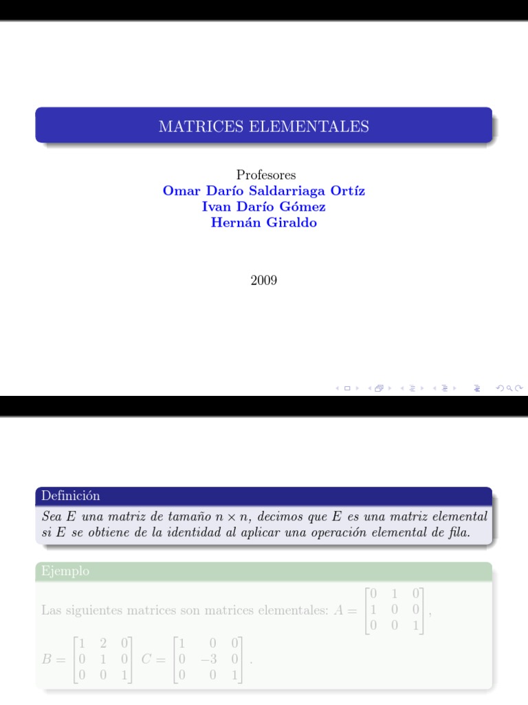 Matrices Elementales PDF | PDF | Matriz (Matemáticas) | Relaciones ...