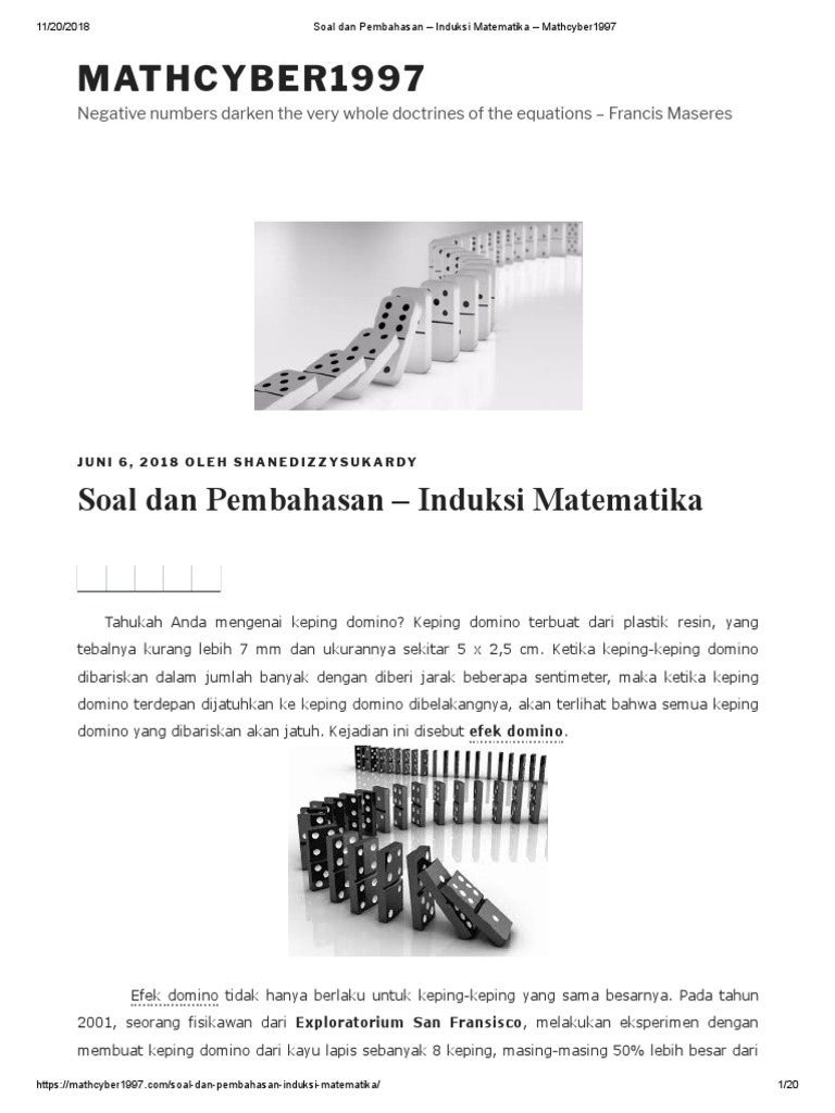 Soal Dan Pembahasan - Induksi Matematika - Mathcyber1997 | PDF