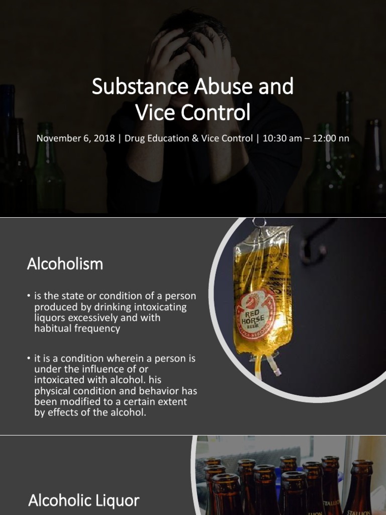 Substance Abuse and Vice Control | PDF | Alcoholic Drinks | Alcohol ...