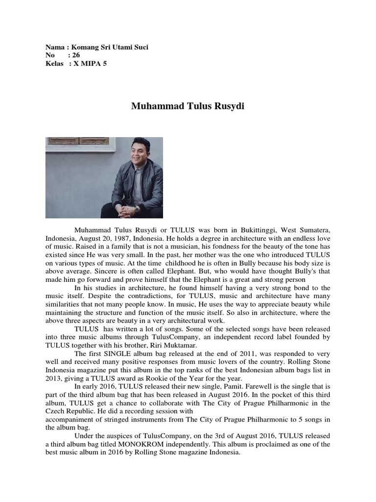 Biografi Tulus Inggris | PDF | Music Industry | Performing Arts