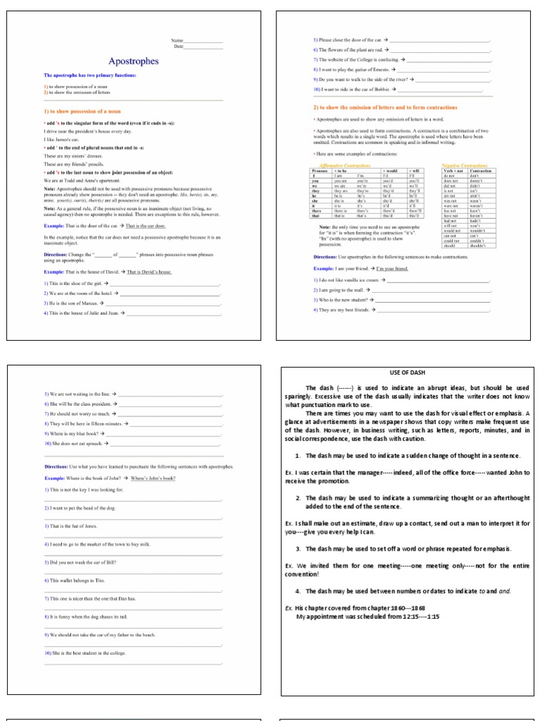 Punctuation Mark Quiz | PDF | Punctuation | Linguistic Morphology