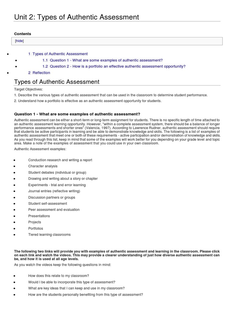 Unit 2 Authentic Assessment | Download Free PDF | Educational ...