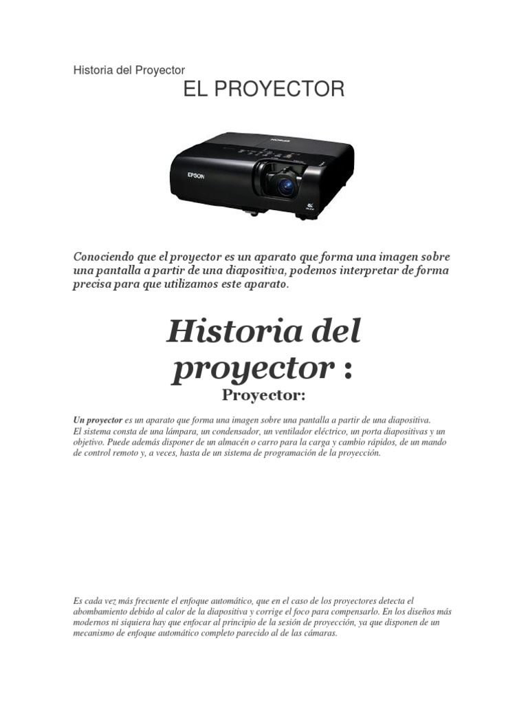 Evolución y historia del proyector | PDF | Tecnología de medios ...
