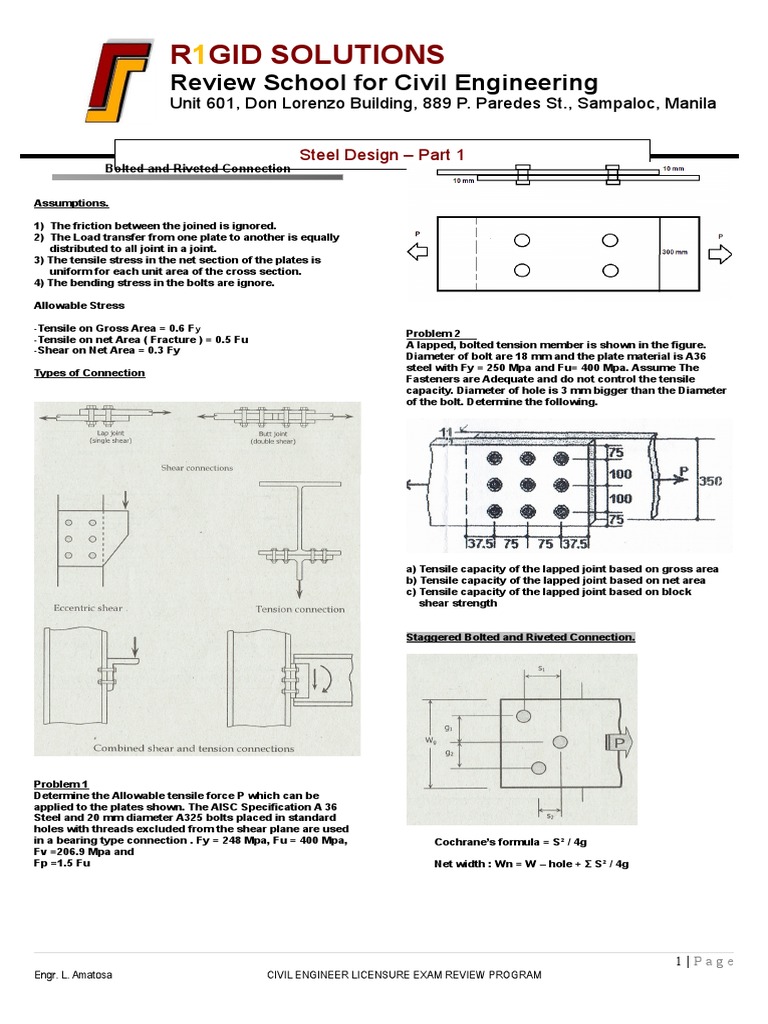 Steel Design Part 1 | Download Free PDF | Rivet | Screw