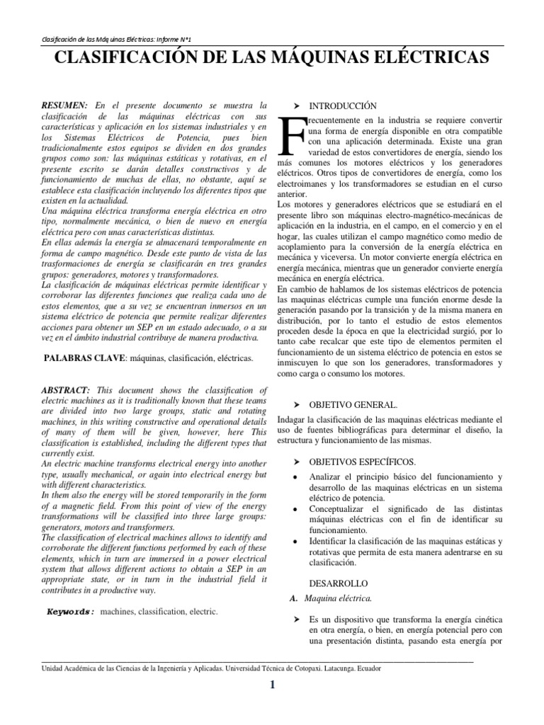 Clasificacion de Las Maquinas Electricas | PDF | Corriente eléctrica ...