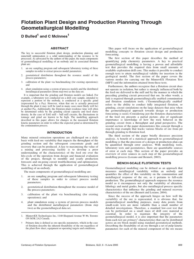 Flotation Plant Design | PDF | Accuracy And Precision | Simulation