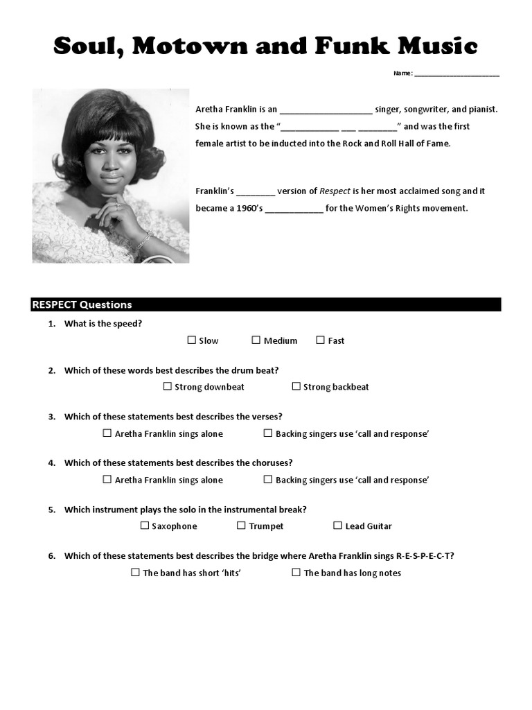 Soul Motown and Funk Worksheet | PDF | Art