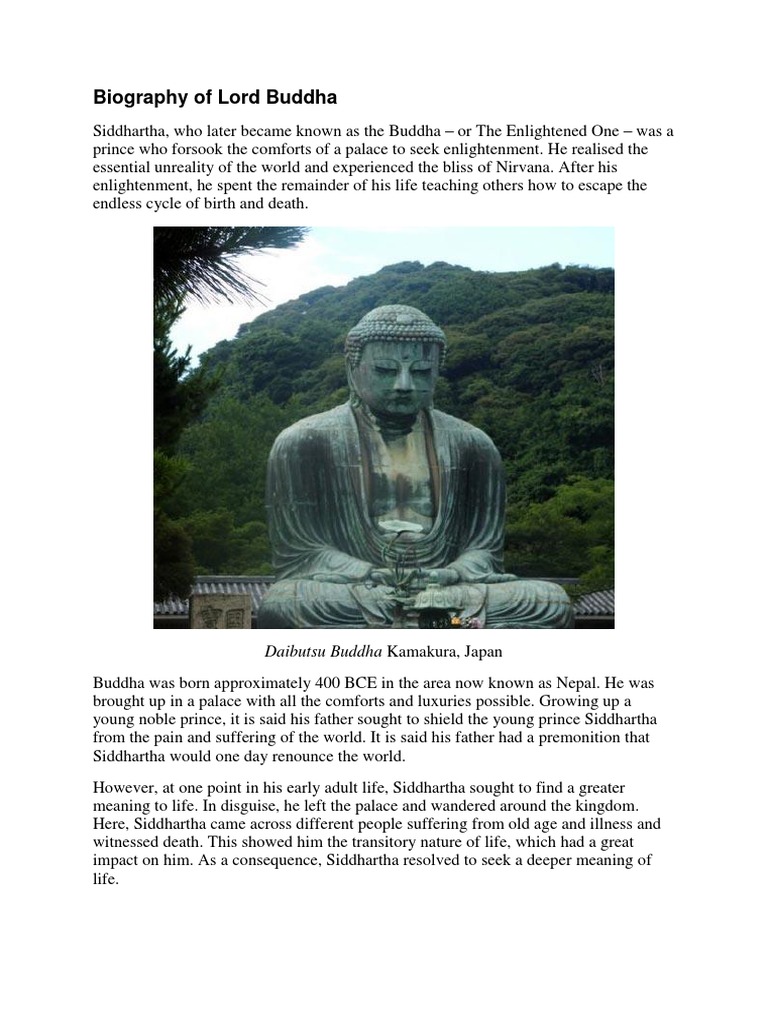 Biography of Lord Buddha | PDF | Enlightenment In Buddhism | Gautama Buddha