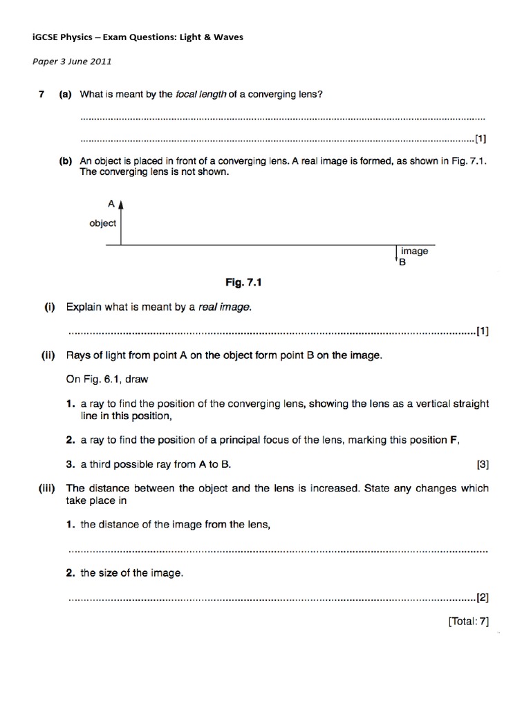 IGCSE Physics Light and Waves QP MS | PDF