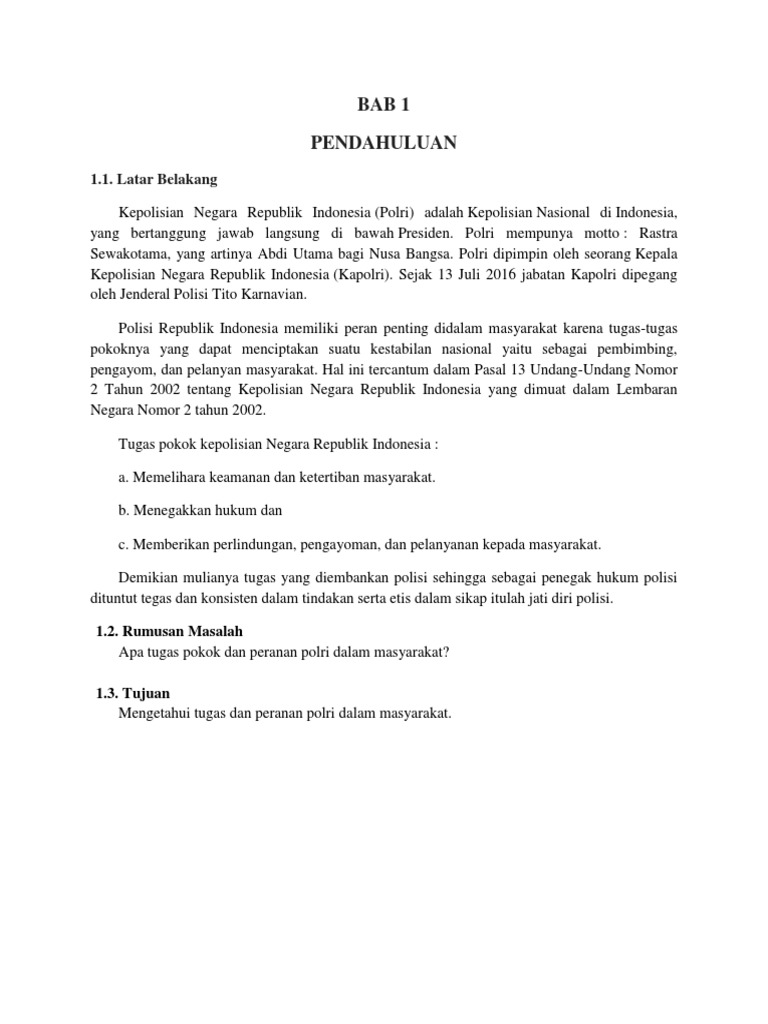Tugas Pokok Dan Peran Polri | PDF