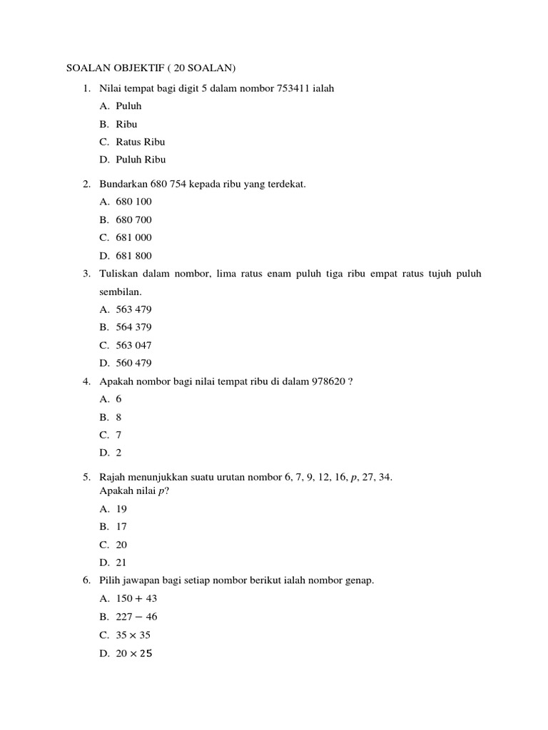 Soalan OBJ FULL | PDF