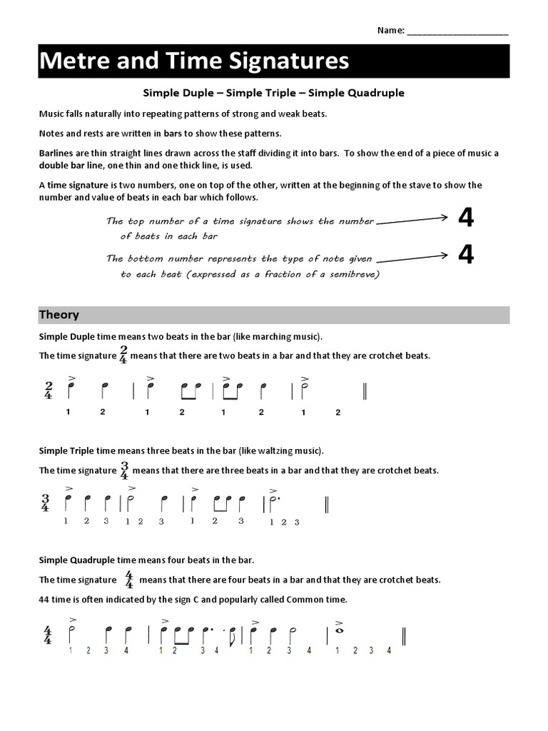 Metre and Time Signatures | PDF