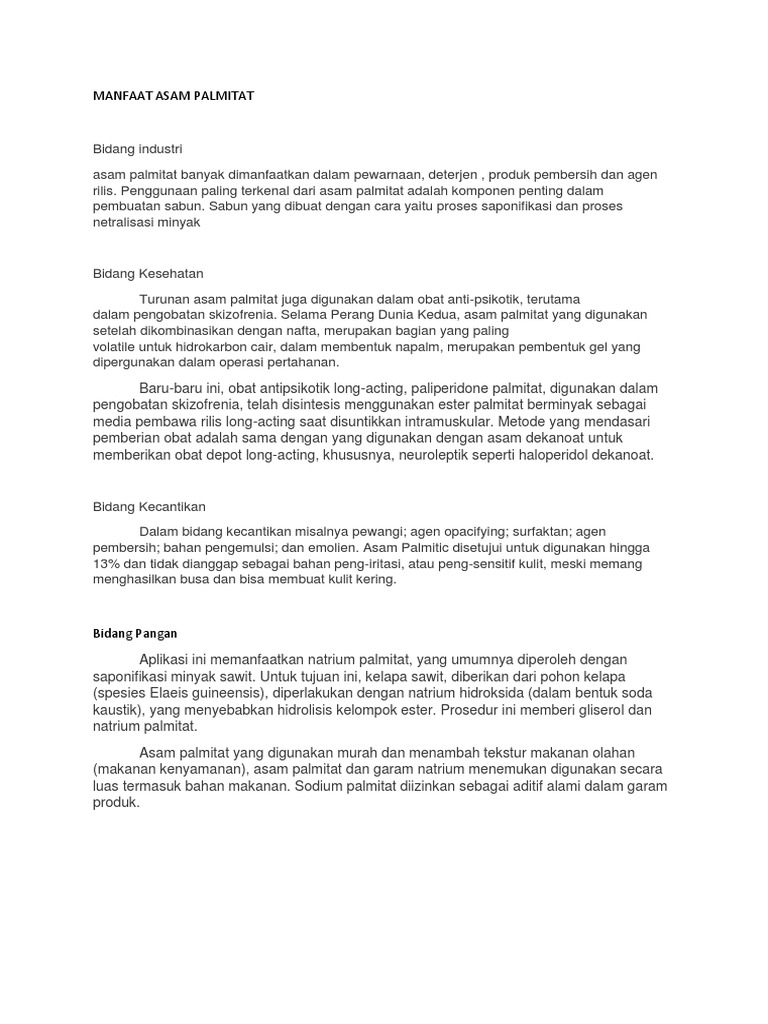 Manfaat Asam Palmitat | PDF