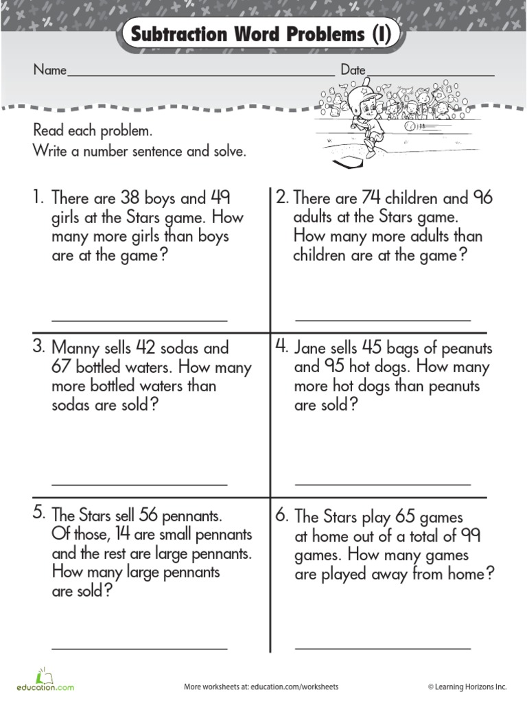 Word Problems Subtraction 1 PDF | PDF