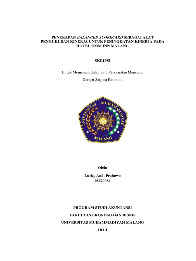 Penerapan Balanced Scorecard di Hotel UMM Inn | PDF