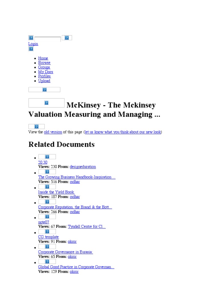 McKinsey The Mckinsey Valuation Measuring and Managing The Value of ...