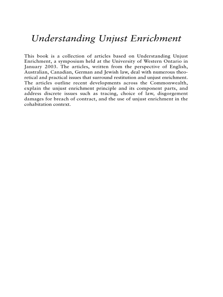 Understanding Unjust Enrichment | PDF | Restitution | Damages