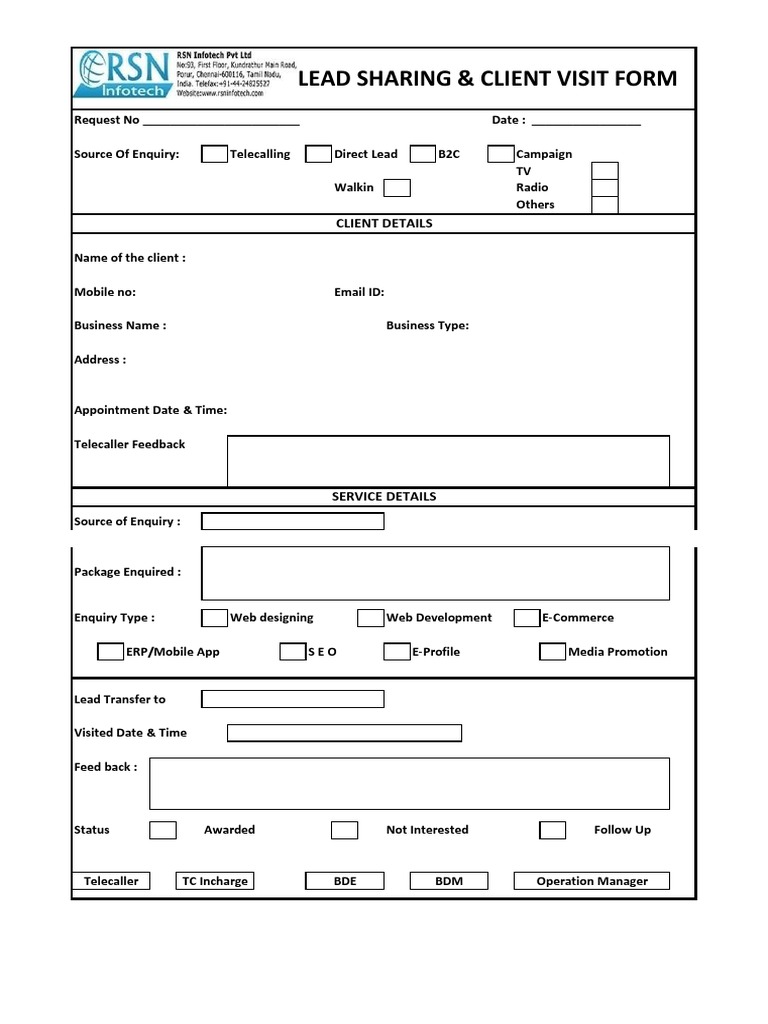 Lead Tracking and Client Visit Documentation: A Template for Recording ...