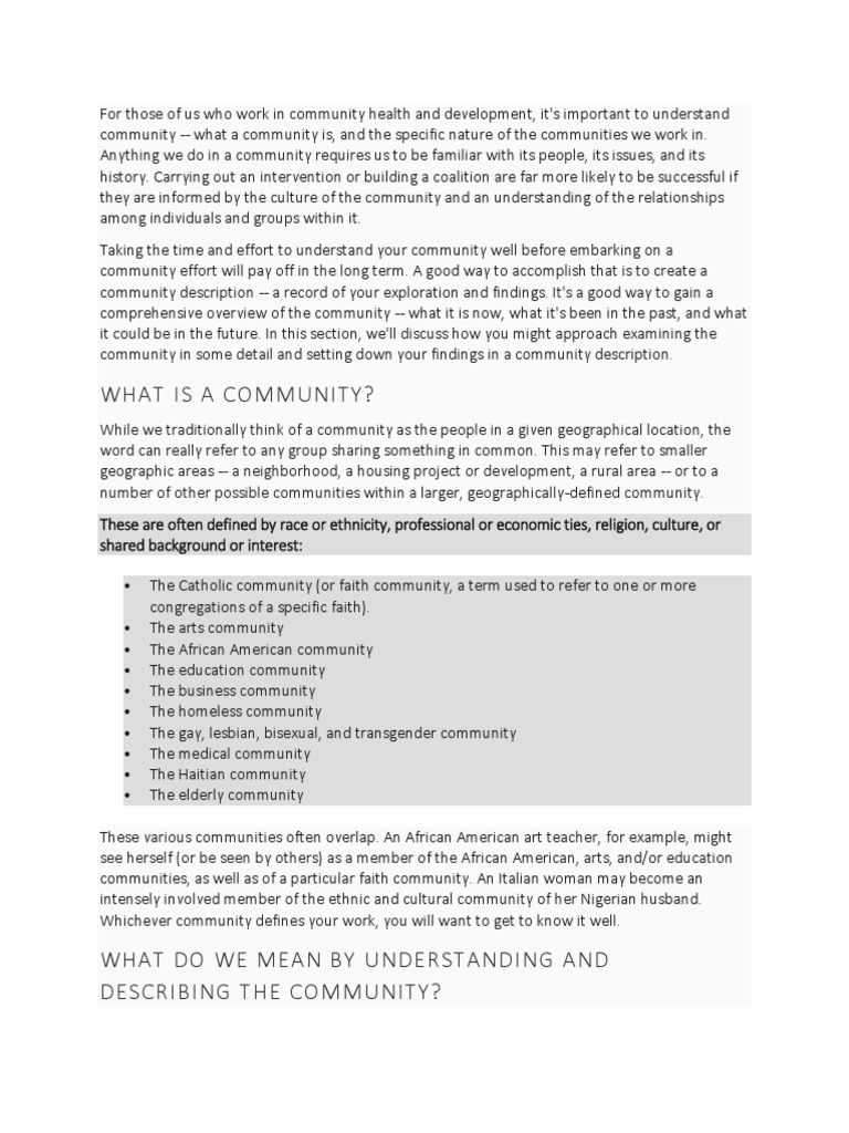 What Is A Community | PDF | Community | Survey Methodology