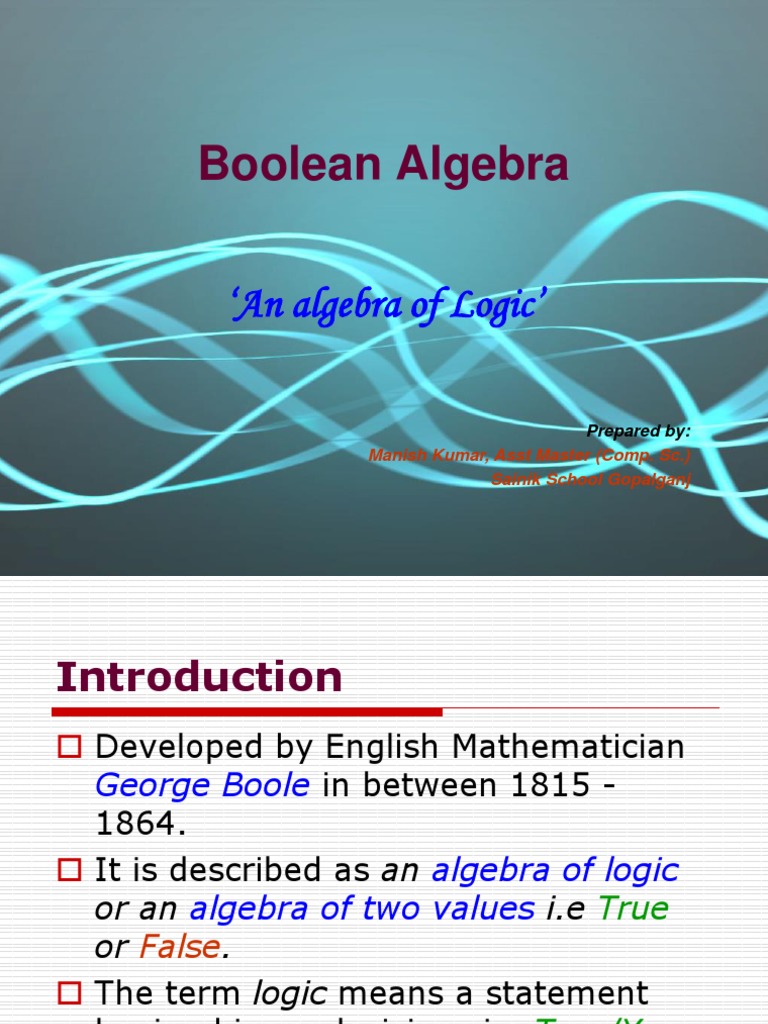 Class12 Boolean Algebra | Boolean Algebra | Arithmetic