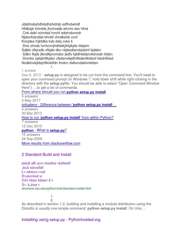 1 Answer Sep 8, 2012 - : Setup Py Setup Py | PDF | Python (Programming Language) | Command Line ...