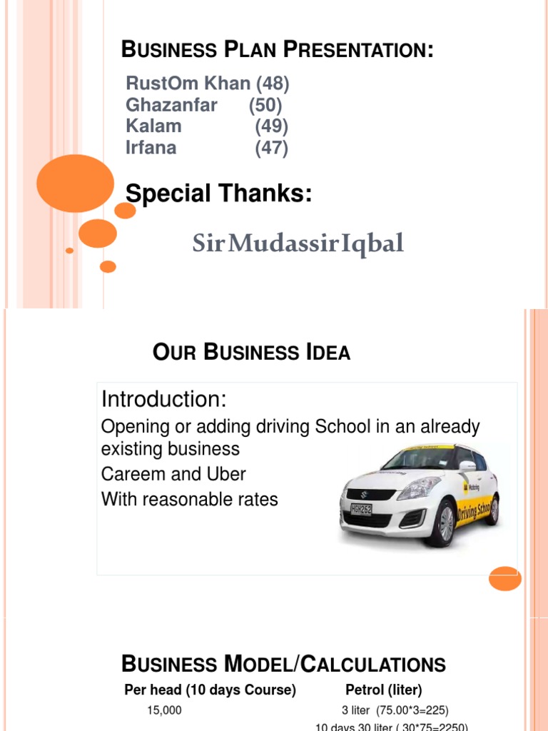 Driving School Business Plan Overview | PDF | Taxes | Pollution