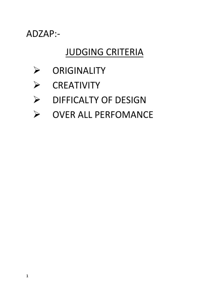 Adzap:-Judging Criteria Originality Creativity Difficalty of Design ...