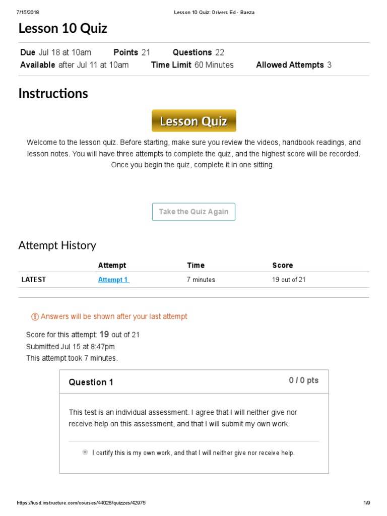 Drivers Ed Quiz on Alcohol Effects | PDF | Driving Under The Influence ...
