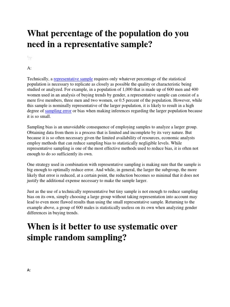 What Percentage of The Population Do You Need in A Representative ...