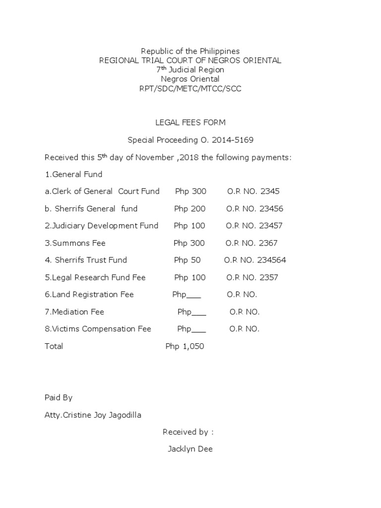 Legal Fees Form | PDF