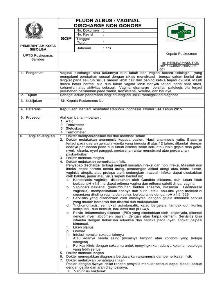 Fluor Albus Atau Vaginal Discharge Non Gonore | PDF