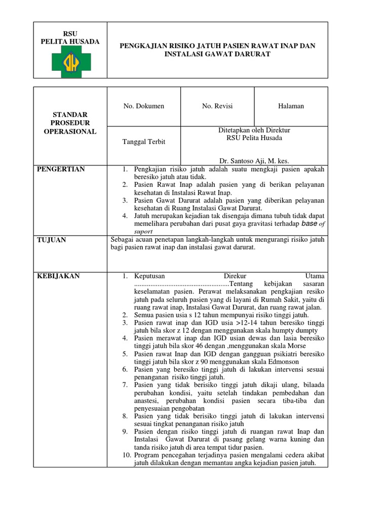 Pengkajian Risiko Jatuh Pasien Rawat Inap Dan IGD | PDF