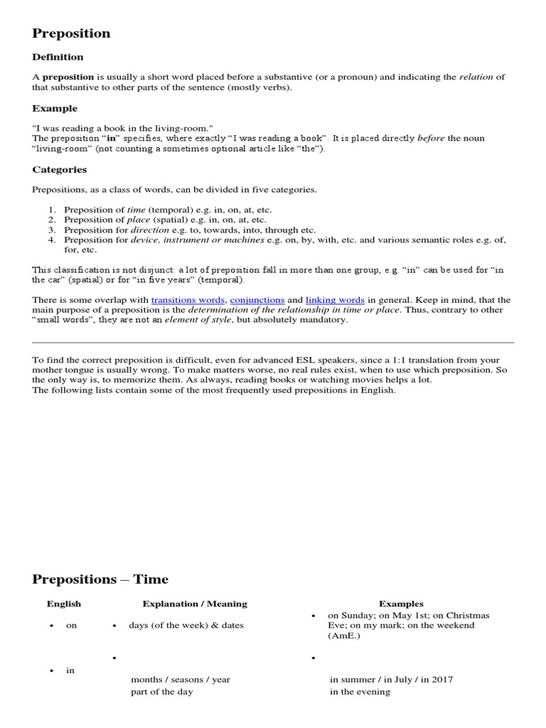 Preposition: Transitions Words Conjunctions Linking Words | Download ...