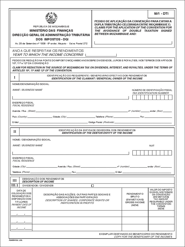 Modelo 1 | PDF | Dupla tributação | Tratado Tributário