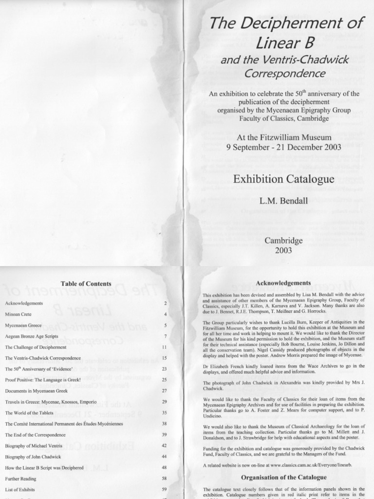 The Decipherment of Linear B and The Ventris-Chadwick Correspondence ...
